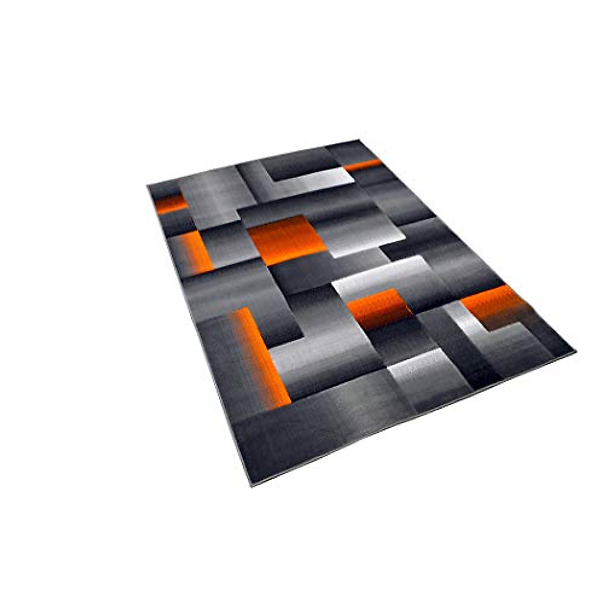 Handcraft Rugs Orange/Black/Gray Abstract Geometric Modern Squares Pattern Area Rug 5 ft. by 7 ft.