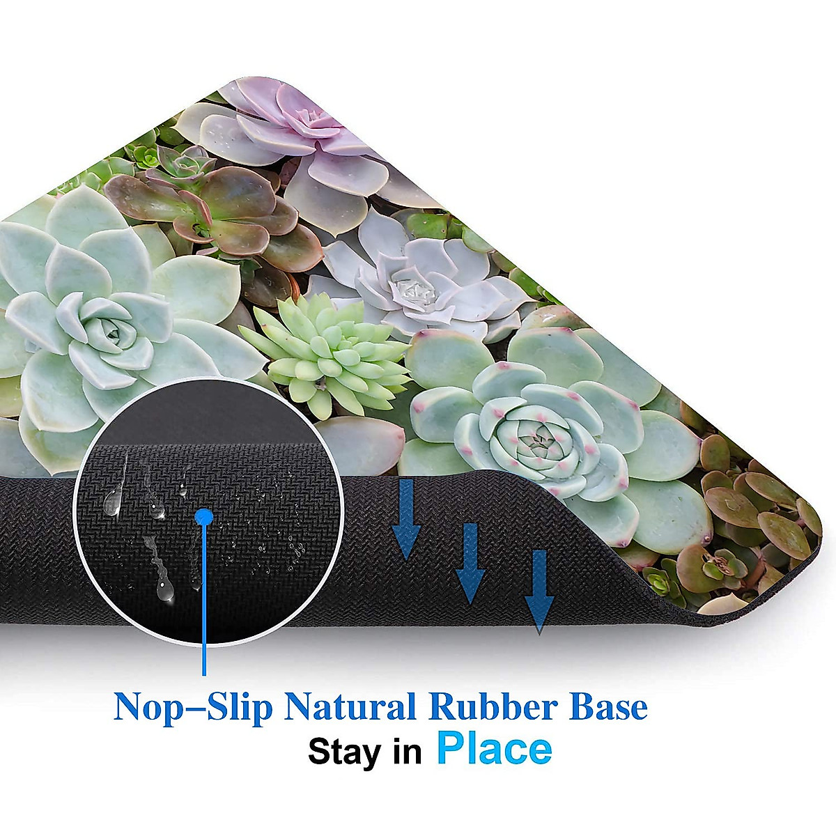 Cute Succulents Mouse Pad, Natural Plants Mousepad for Design, Anti-Slip Rubber Base Wireless Mouse Pads for Laptop