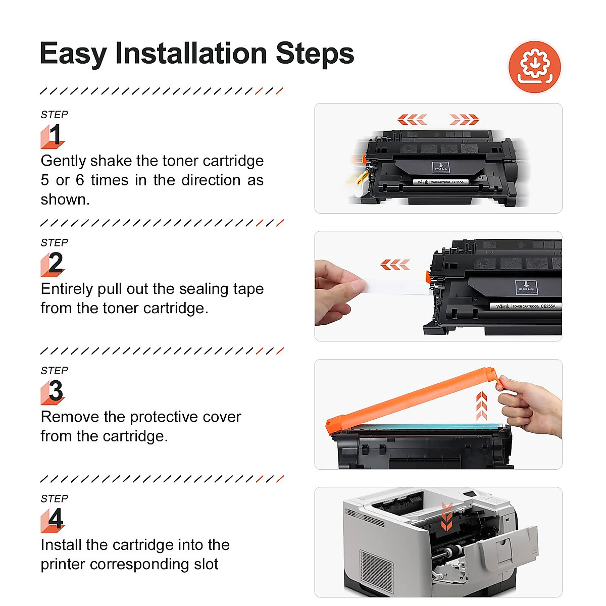 v4ink Compatible CE255A Toners_Cartridges_Printer Replacement for HP 55A 55X CE255A CE255X Black Ink for HP P3015 P3015d P3015dn P3015n HP Enterprise 500 MFP M521d