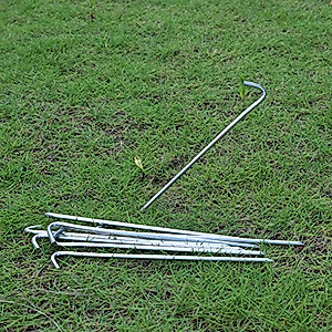 MySit 9" Tent Stakes Inflatable Stake 60 Pack, Heavy Duty Galvanized Metal Tent Pegs Garden Staples Ground Pins Camping Fence Hooks for Inflatables, Outdoor Garden Christmas Decorations, Trap