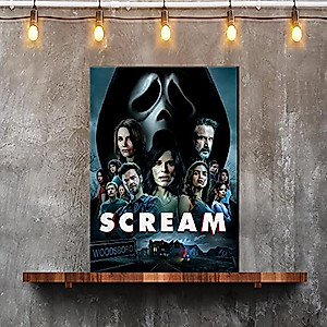 Scream Poster Sets 6 for Room Aesthetic Horror Movie Canvas Wall Art Modern Thriller Wall Decor Prints for Living Room Bedroom 12x18in Unframed
