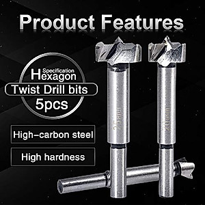 KATUR 15mm to 35mm Hinge Boring Bit Tungsten Steel Forstner Drill Bits Set Hinge Forstner Boring Hole Saw(5pcs,15-35mm)