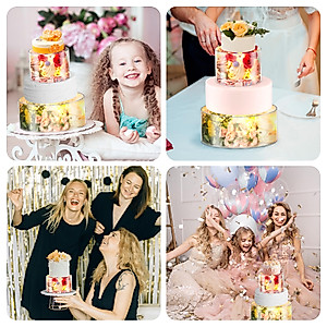 ALEXPRE 2PCS Clear Acrylic Wedding Cake Stand, Fillable Cake Box with Lid, LED Lights, 6 & 10 Inch, 3M LED Lights