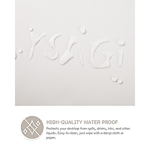 Non-Slip Desk Pad, Waterproof PVC Leather Desk Table Protector, Ultra Thin Large Mouse Pad, Easy Clean Laptop Desk Writing Mat for Office Work/Home/Decor(Apricot Gray, 35.4" x 17")