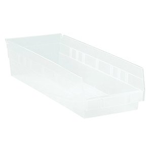 Quantum Storage Systems QSB108CL 10-Pack 4" Hanging Plastic Shelf Bin Storage Containers, 17-7/8" x 8-3/8" x 4" , Clear