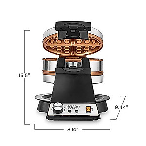 Crux Double Rotating Belgian Waffle Maker with Nonstick Plates, Stainless Steel Housing & Browning Control, black (14614)