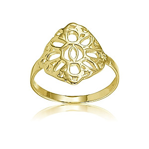 Hoops & Loops Yellow Gold Flashed Sterling Silver Filigree Celtic Sun Ring, Size 8