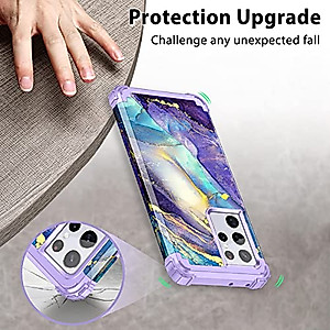 Rancase for Galaxy S21 Ultra 5G Case,Three Layer Heavy Duty Shockproof Protection Hard Plastic Bumper +Soft Silicone Rubber Protective Case for Samsung Galaxy S21 Ultra 5G 6.8 inch,Purple