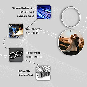 Generic Photo Keychain Personalized,Custom Photo/Text/Dog Tag Key+Icons,Men Women Couple Anniversary Custom Photo Keychain Gift (Silver), 1.18