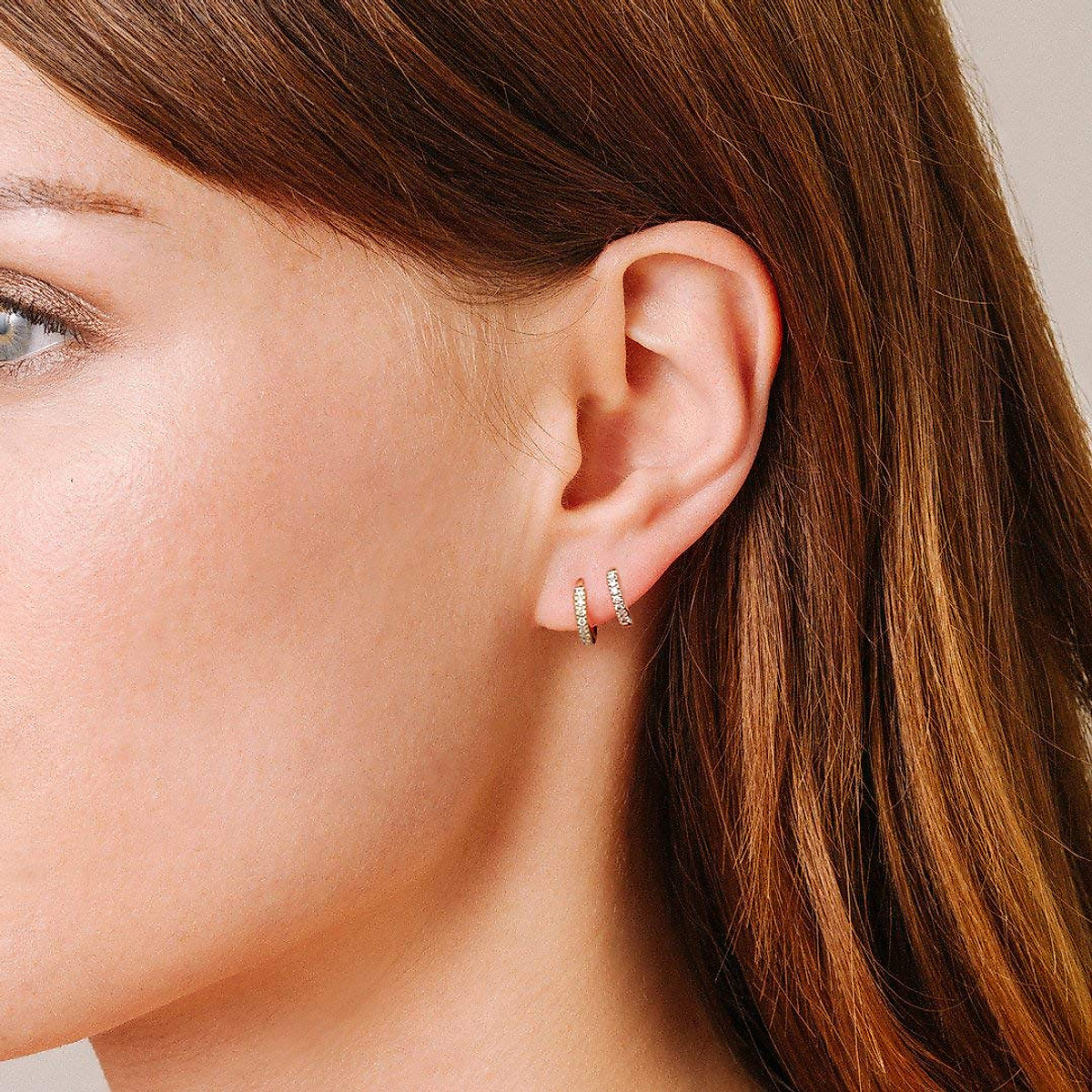 Dainty CZ Huggie Hoop Earrings 18K Gold Filled Chunky Simple Cute Thick Round Frill Bead Ball Starburst Cuff Earrings Cubic Zirconia Hoop Earrings Minimalist Personalized Gift for Her