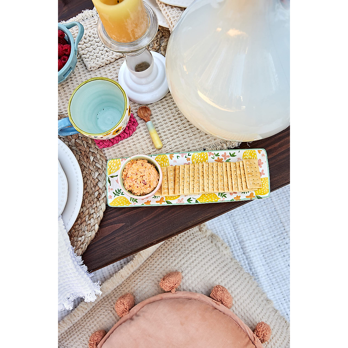 Mud Pie Dip and Tray Boxed Set, Lemons, Tray 4" x 13"