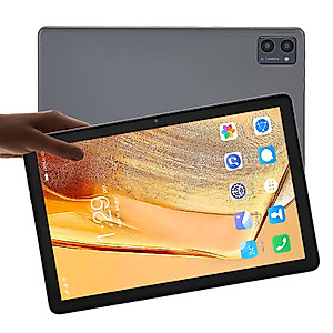 ICRPSTU Office Tablet, Tablet PC Octa Core CPU US Plug 100‑240V 10.1 Inch FHD Dual Camera for Travel (Grey)