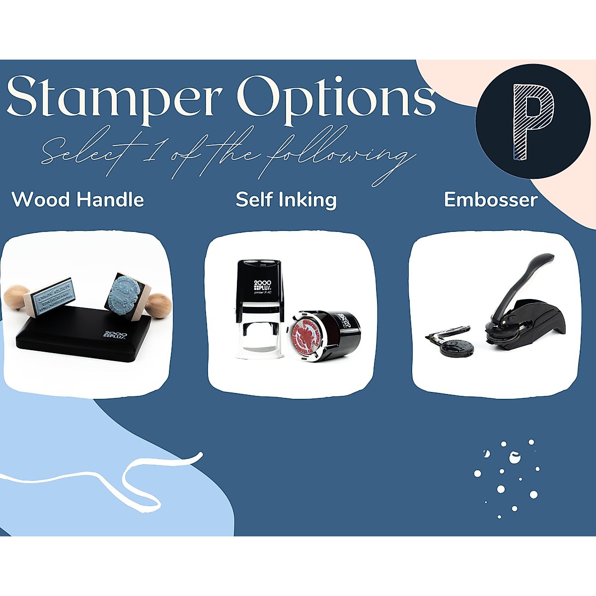 from The Library of | Ex Libris | Floral Book Stamp | Personalized Book Embosser | Custom Library Stamp | Monogram Self-Inking Wood Handle Stamper (Floral 3)