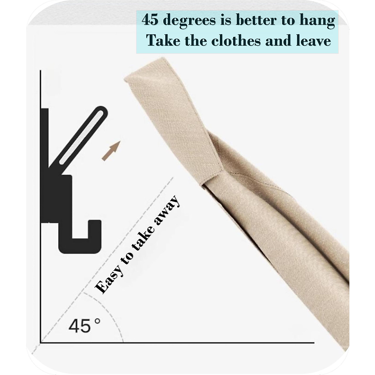 BWVWEU Behind Door Hooks,Door Back Hooks with Six Double Hooks for Living Room, Bathroom, Bedroom, Kitchen Hanging Clothes, Towels, Hats (Black 2 Pack)