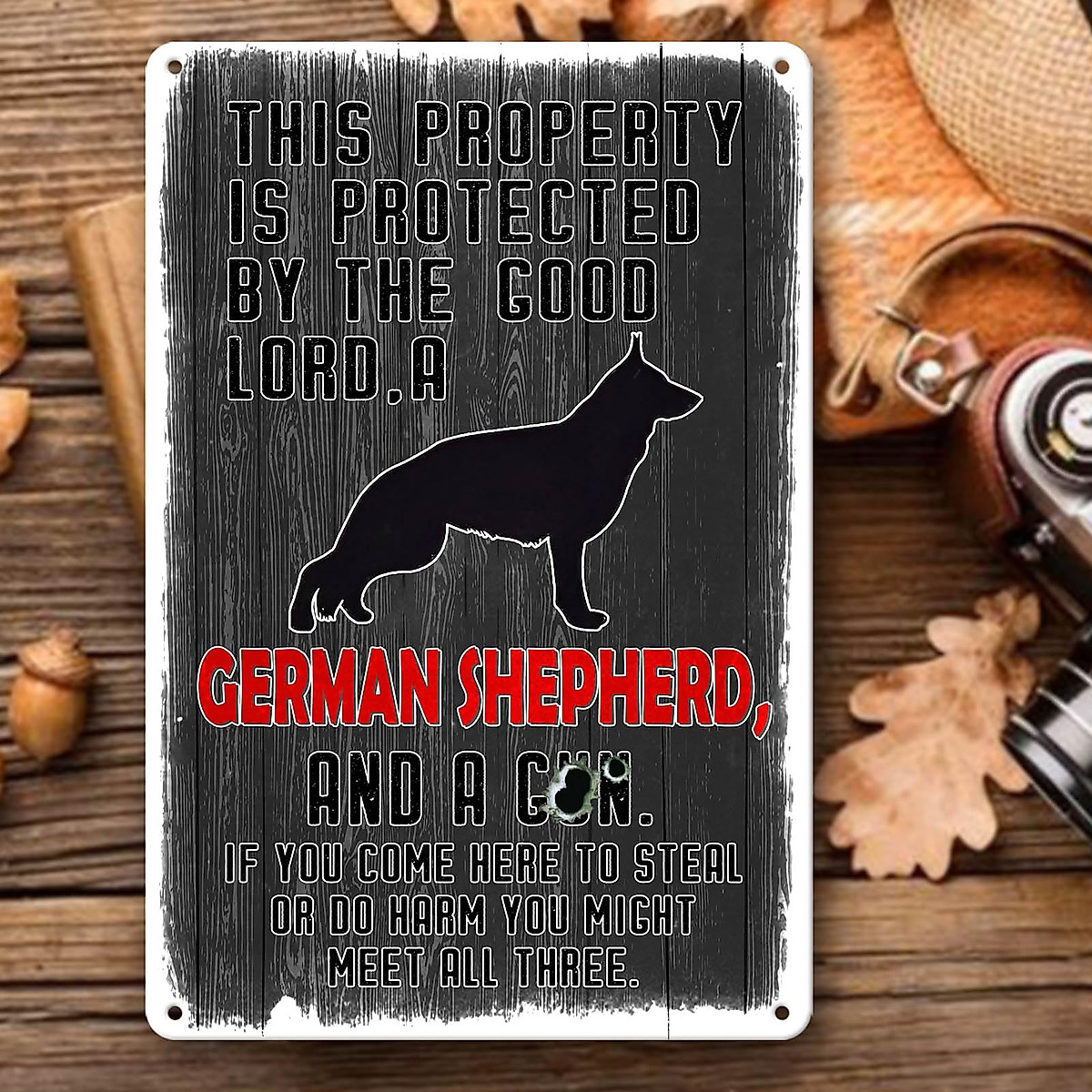 Funny Beware Of Dog Sign - 8x12 Inch Tin Sign For Fence Warning