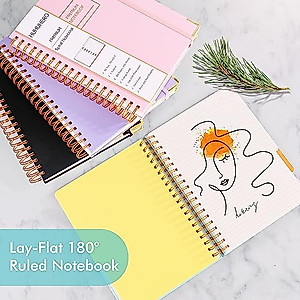 Huhuhero Lined Spiral Notebook, 5 Subject Notebook with Dividers, 7.6" x 10.5", Hardcover Notebooks College Ruled for Work School Office Women Men, College School Supplies (Pink-300 pages)