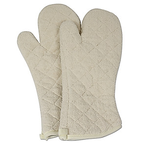 Nouvelle Legende® Cotton Quilted Terry Oven Mitts Long Lasting Heat Resistance Protection 17 Inches Set of 2