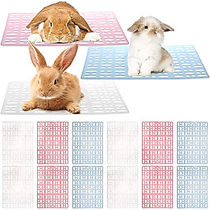 Lyellfe 12 Pack Plastic Rabbit Cage Mat, Durable Rabbit Floor Mat with Snap Joint, Foot Resting Pads in Assorted Color, Mats Feet Pads for Pet Cats Dogs Bunny