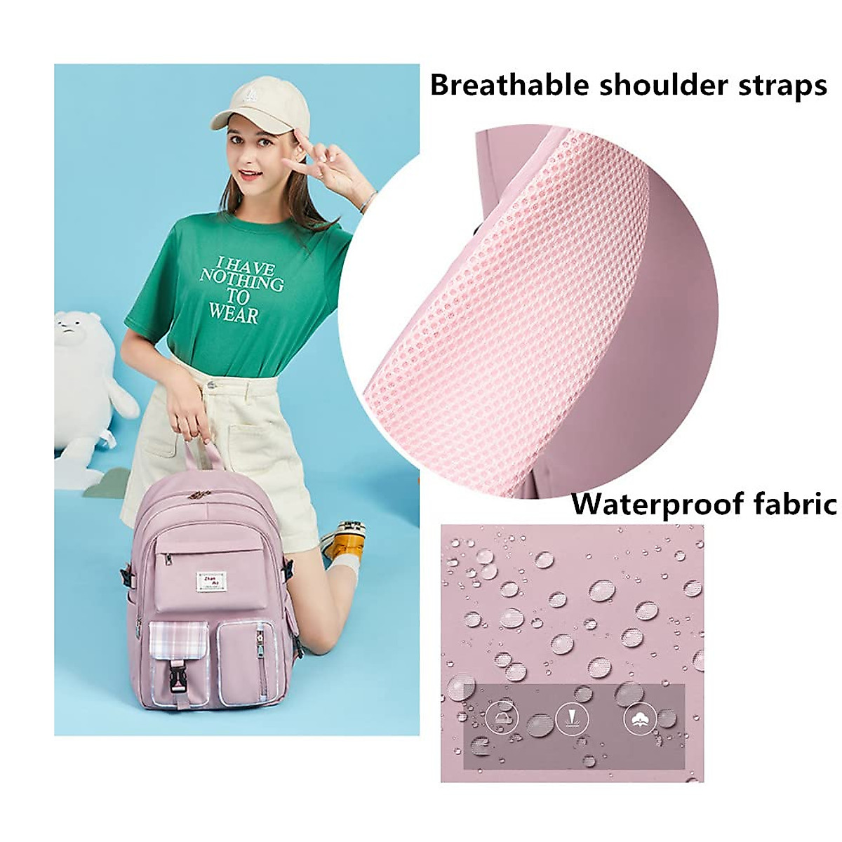 School Backpack for Girls Large Capacity Daypacks Water Resistant Breathability Bookbag Travel Backpacks Bookbag for Girls