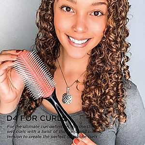 Denman Original Curl Definer & Styler 9 Row Hairbrush for Detangling, Separating, and Defining Longer Curls, Curly Hairbrush - Black
