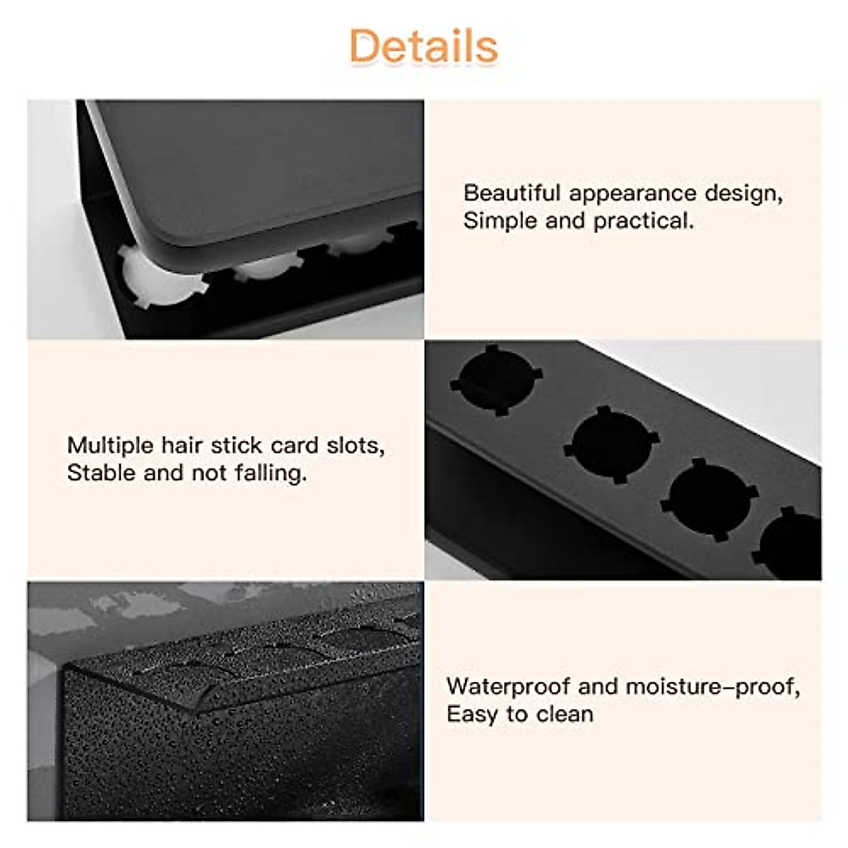 Yimerlen Airwrap Storage Holder Compatible with Dyson Airwrap Curling Iron Wall Mount Storage Rack Holder for Bathroom Attachments Organizer (Black, with Shampoo Comb)