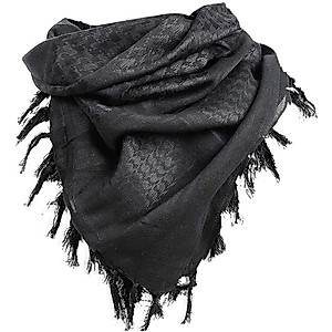 Luxns Military Shemagh Tactical Desert Scarf / 100% Cotton Keffiyeh Scarf Wrap for Men And Women/Black 43"x43"
