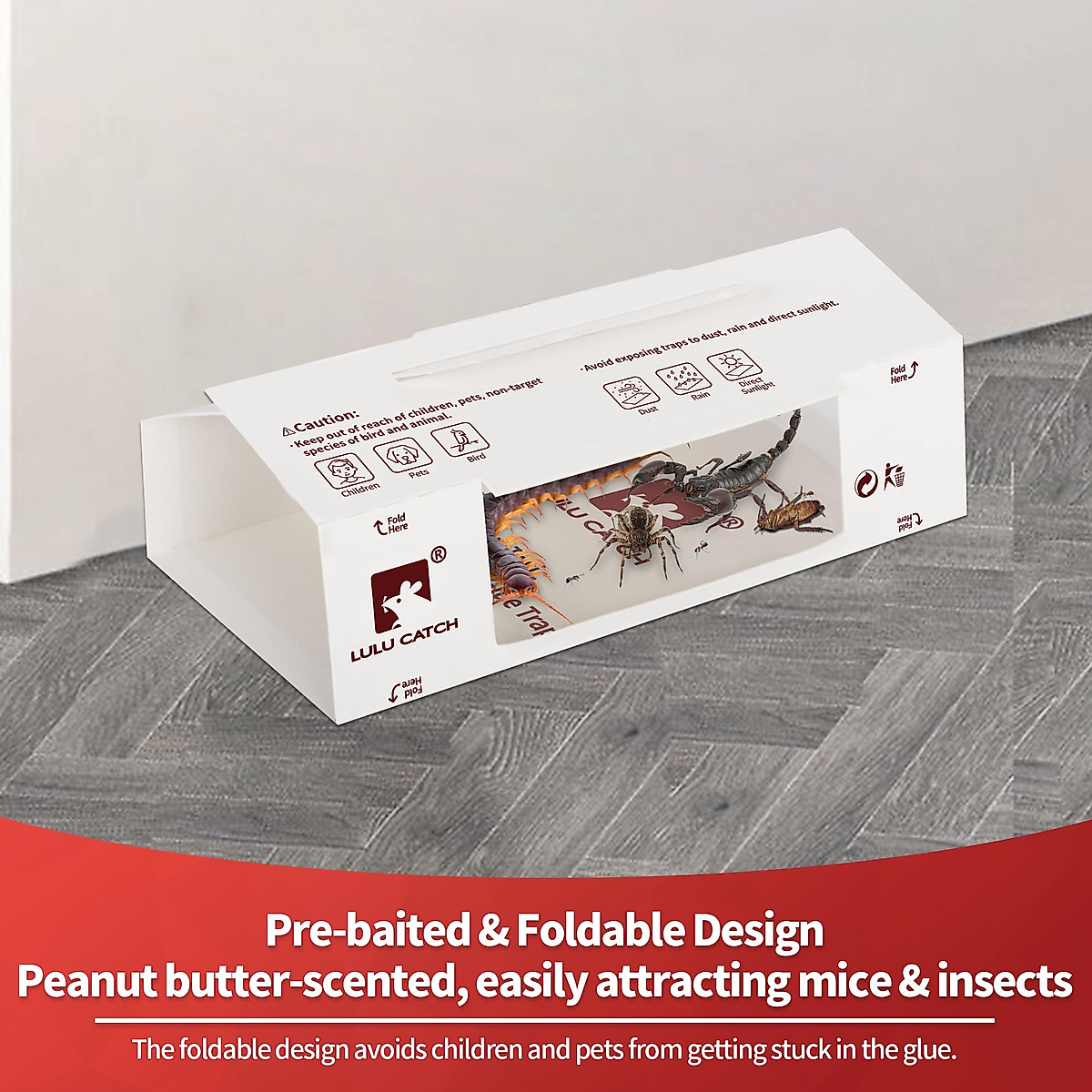 LULUCATCH Spider & Insect Glue Traps,12 Pack Pre-baited Sticky Glue Boards, Foldable Non-Toxic Bulk Spider Cricket Traps, Adhesive Bug Catcher Traps Indoor for Cockroach, Scorpions, Flea, Centipedes