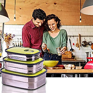 Bento Lunch Box for Kids Adults, Stainless Steel Leakproof Lunch Containers Boxs for Kids Storage, Vacuum Fresh-Keeping for School Work Picnic, Food-grade Silicone