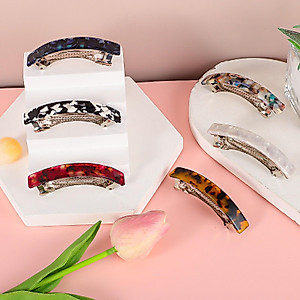6 Pcs Hair Barrettes for Women,Tortoise Shell Hair Clips Girls Mom Acetate French Design Hair Accessories