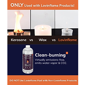 Exclusive Fuel for Lovinflame Fireplaces Fire Pits Firebowls Candles Non-Toxic, Non-Flammable, Water-Soluble, Safe for Transportation & Storage (1 Liter)