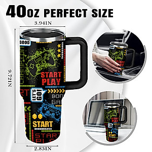 Gamer Gifts for Men Boys, 40oz Gamer Tumbler Cup, Teen Boy Gifts Gaming Stuff, Game Lover Gifts for Gaming Mugs, Game Presents for Son Boyfriend Birthday Christmas Gifts for Men Boys Gaming Cup