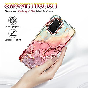 Btscase for Samsung S20 Plus/S20+ Case, Marble 3 in 1 Heavy Duty Shockproof Full Body Rugged Hard PC+Soft Silicone Drop Protective Women Girl Covers for Samsung Galaxy S20 Plus 6.7 inch, Rose Gold