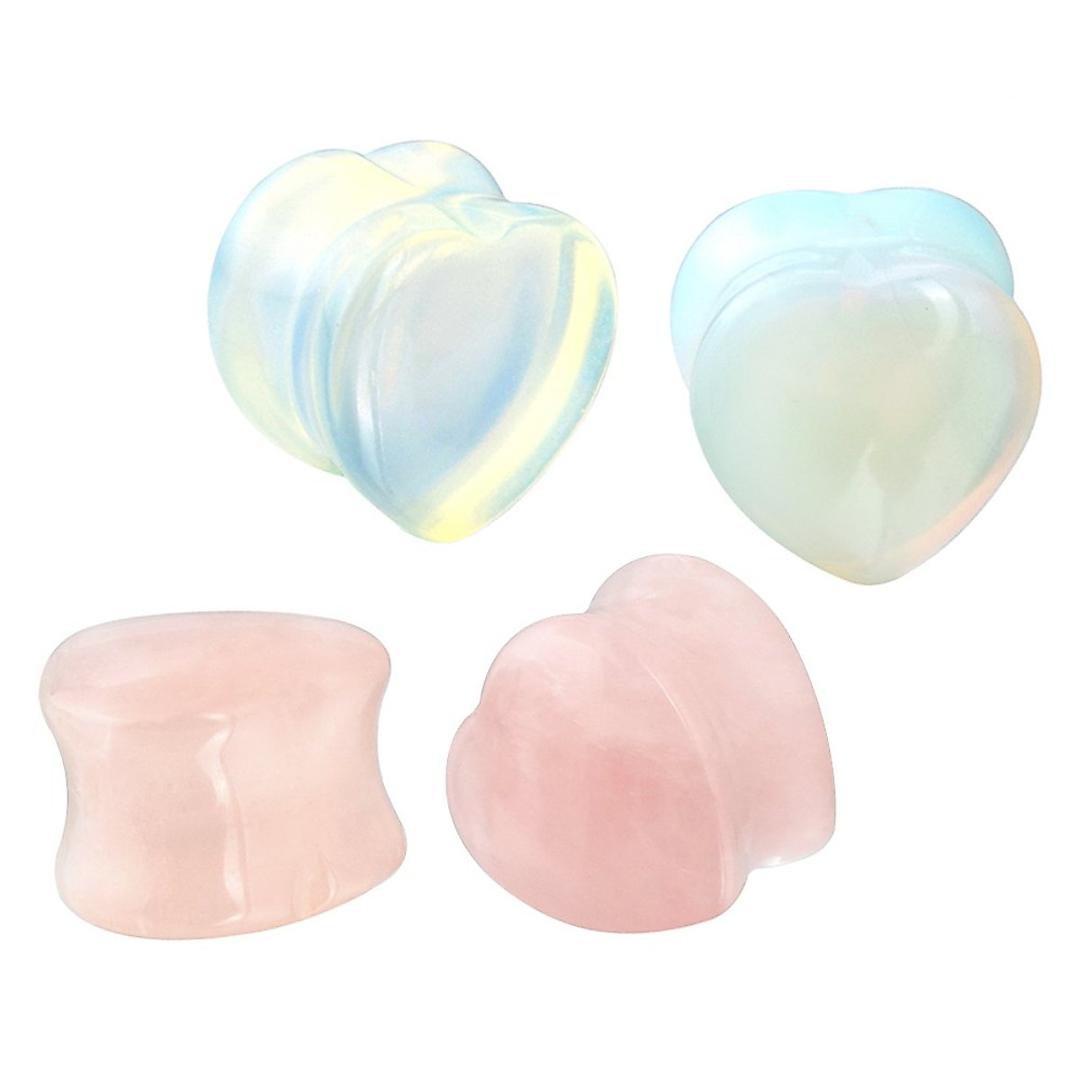 Stuppendux 2Pairs 2Style Heart shaped Stone Double Flared Ear Tunnels Plugs Stretcher Expander Kit Gauge 00g 10mm