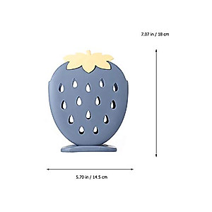 OSALADI Plastic Silverware Caddy Organizer Countertop Utensil Holder with Strawberry Design Knives Forks Spoons Organizer for Kitchen Dining Entertaining Picnics Blue