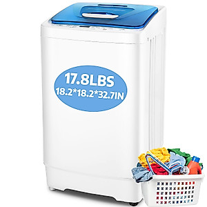 Nictemaw Portable Washing Machine 17.8Lbs Portable Washer 2.3 Cu.ft Full Automatic Washer and Dryer Combo with 8 Programs 3 Water Temps 3 Water Levels, Drain Pump, Wheels, for Apartment Home RVs