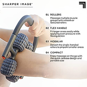 Sharper Image Flex Roller, Modular Massager with 8 Attachments, Compact Design, Silicone and Foam Rollers for Deep Tissue Massage, Workout Recovery, and Pain Relief