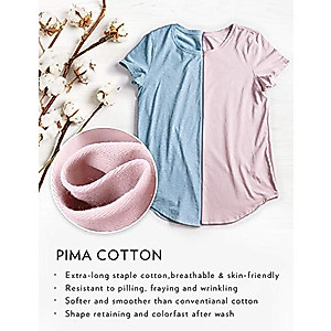 CRZ YOGA Women's Pima Cotton Short Sleeve Workout Shirt Yoga T-Shirt Athletic Tee Top Black Large