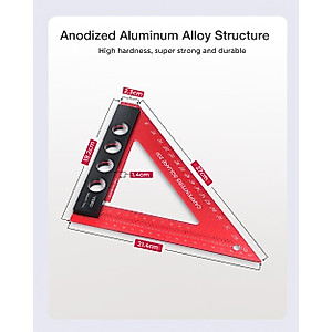 200mm Aluminum Alloy Carpenter Square Triangle Ruler Woodworking Precision Hole Positioning Square