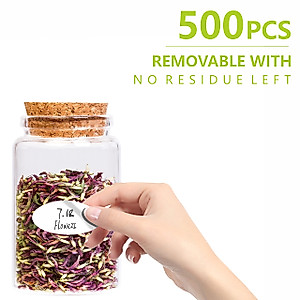 500 Removable Freezer Pantry Labels, Waterproof Tear Resistant Removable No Residue, for Food Containers Jars Kitchen Restaurant Storage Organization