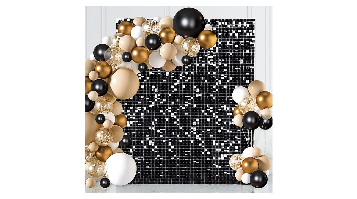 Black Shimmer Sequin Wall Backdrop for Events