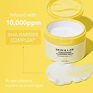 SKIN&LAB] Porebarrier Face Cleansing Balm | Eyelash Extension-Safe Cleanser | Vegan Makeup Remover for Waterproof Makeup | Balm to Oil to Milk | Gentle for | Made in Korea | 3.38 Fl Oz