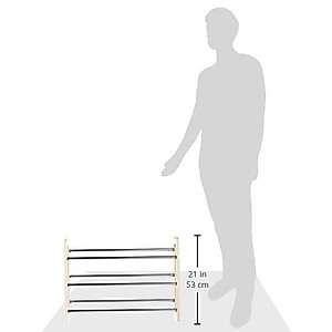 Whitmor 3 Tier Expandable Shoe Rack -Stackable - Natural Wood and Chrome