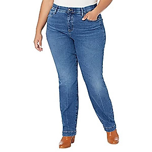 JAG Jeans Women's Plus Size Valentina Pull-On Straight Leg Jean, Electric Blue, 16