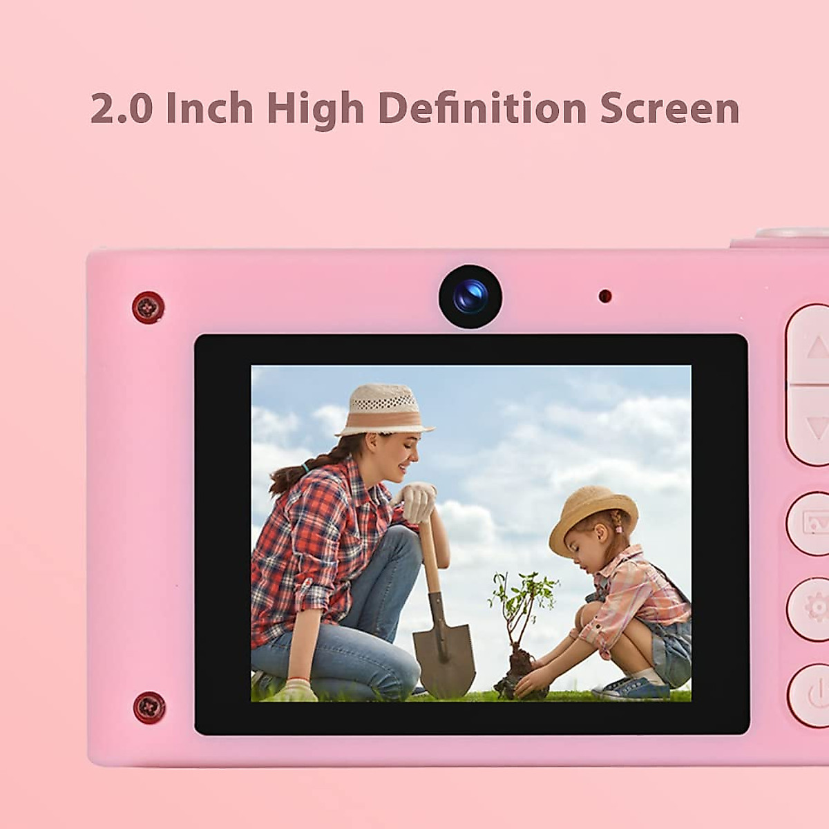 Camnoon 1080P Mini Kids Digital Camera Digital for Kids Dual Lens 2.0 Inch IPS Screen Built-in Battery Cute Photo Frames Interesting Games with Neck Strap Birthday for Boys Girls