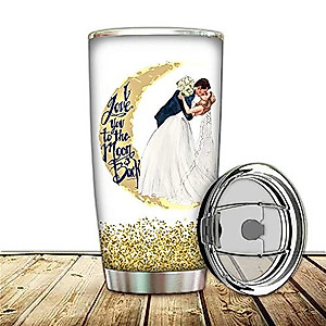 I Love You To The Moon And Back Vacuum Tumbler Cup Sunflower You Are My Sunshine Insulated Coffee Mug with Lid,Christmas To Wife Thermos,Sunshine Bottle for Travel,Work