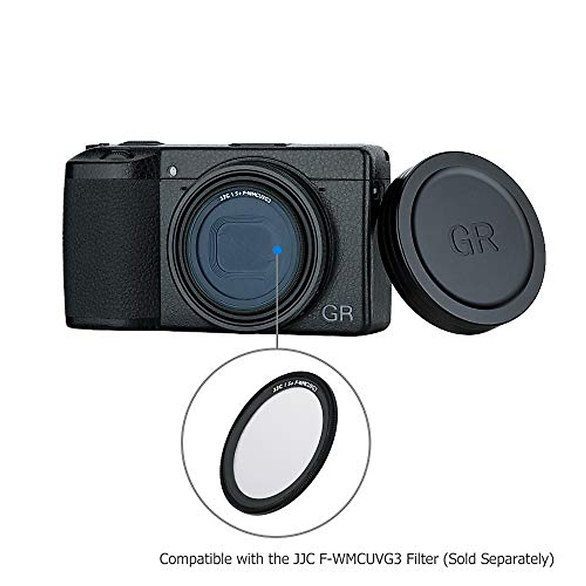 JJC Aluminum Lens Cap Cover Protector for Ricoh GR IIIx GRIIIx GR III GRIII GR II GRII with Soft EVA Interior -Black