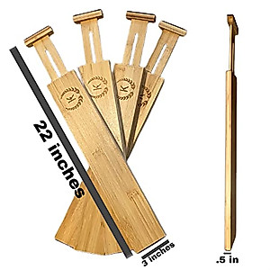 Bamboo Drawer Dividers Organizers 18 - 21.75 IN - Kitchen Drawer Organizer with Spring Loaded, Expandable Drawer Organization Separators for Kitchen, Dresser, Bedroom, Bathroom, and Office - Pack of 4