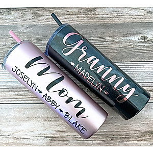 AVITO 20 oz Personalized Mom Tumbler with Kids' Names - Gift for Mom - Mother's Day Gift - Stainless Steel - Vacuum Insulated - Mom Gift - Mothers' Day Gift - Grandma Gift - Grandma Tumbler