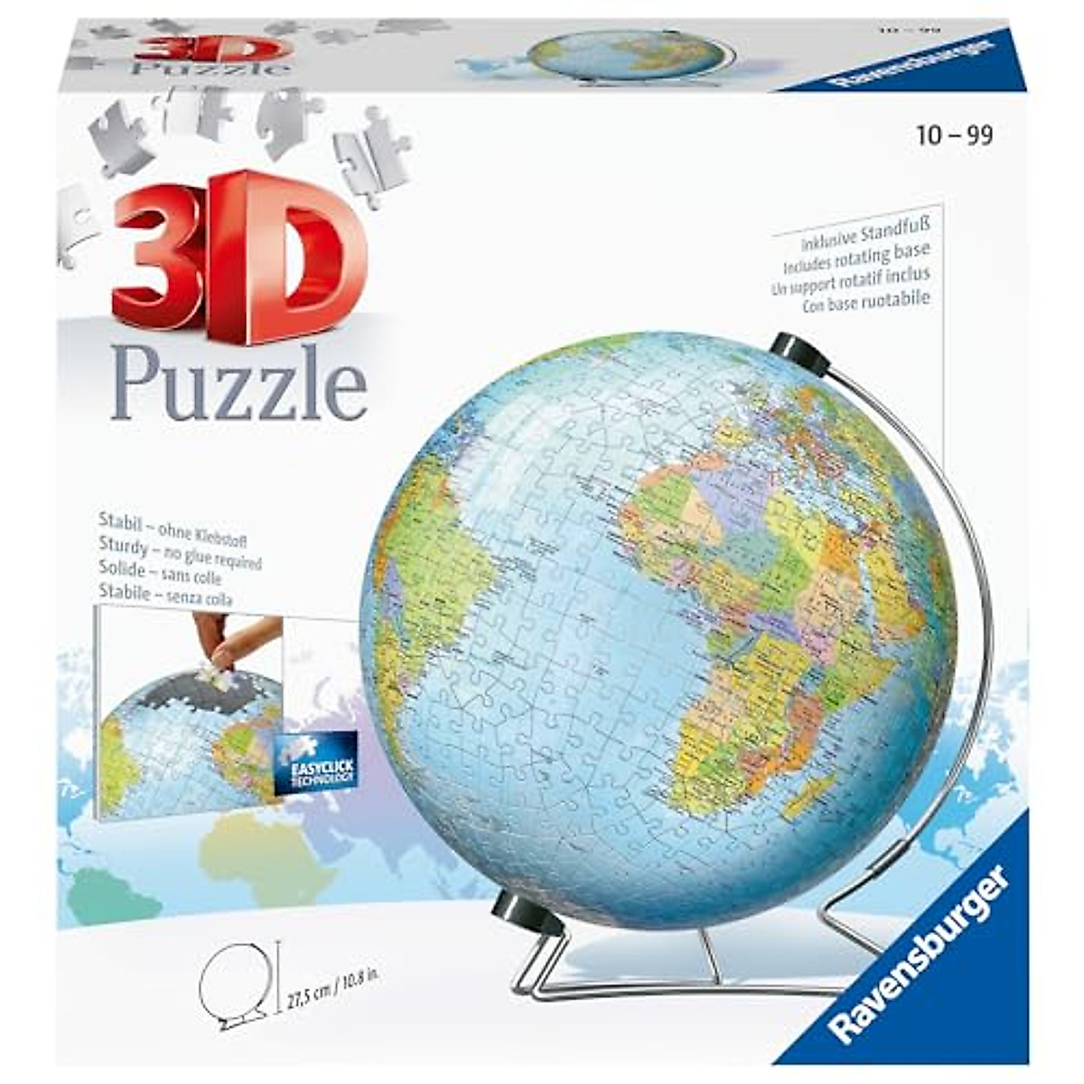 Ravensburger The Earth 540 Piece 3D Puzzle - Engaging Fun for Kids and Adults | Precision Fit with Easy Click Technology | Durable Displayable Model | Celebrating Over 130 Years of Quality