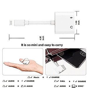 CHAOPAI [Apple MFi Certified] 2 Pack Dual Lightning iPhone Headphones Adapter & Splitter Dongle 4 in 1 Music+Charge+Call+Volume Control Compatible for 13/12/11/XS/XR/8/7/6